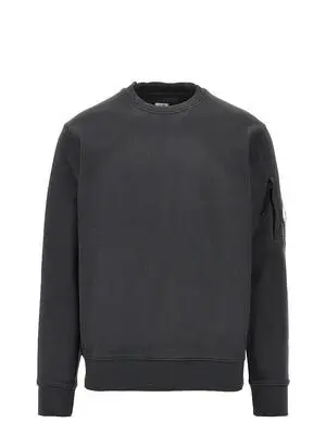 C.P. COMPANY Crewneck Cotton Weathirt With Nfc Len - Black