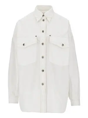 Versace Cotton Poplin Shirt With Medusa Buttons - White