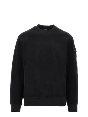 C.P. COMPANY Crewneck Cotton Weathirt With Nfc Len - Black