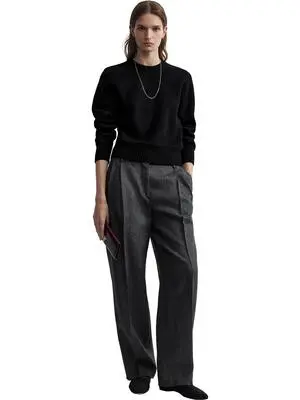 TOTEME Herringbone Double-pleat Trousers - Dark Grey Melange