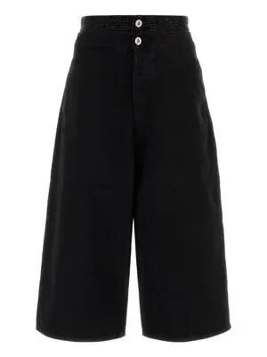 Attico Bermuda Shorts With Rhinestone Embellishments - Black