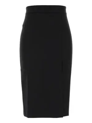Andamane Stretch Gabardine Skirt With Side Slits - Black