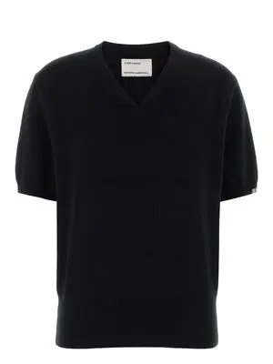 Extreme Cashmere N°490 Short Sleeve V-neck Sweater - Black
