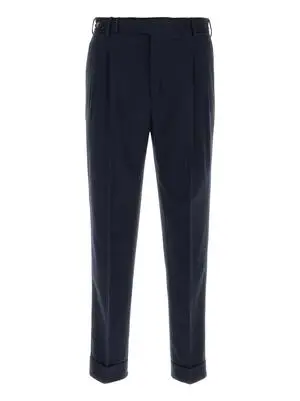 PT TORINO Navy Cotton Blend Trousers - Blue