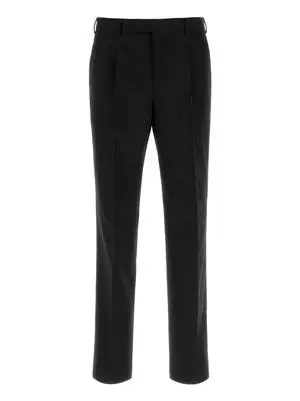 PT TORINO Wool Trousers With Inverted Pleats - Black