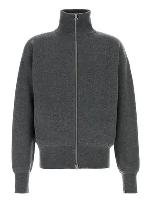 Extreme Cashmere High Neck Zip Up Cardigan - Grey