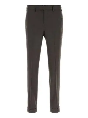 PT TORINO Stretch Virgin Wool Embroidered Trousers - Brown