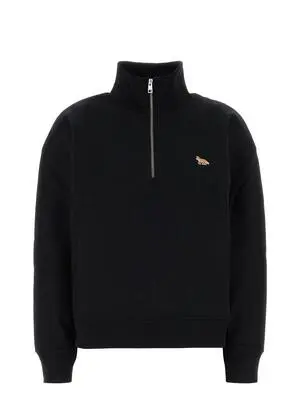 Maison Kitsuné Cotton Sweatshirt With Baby Fox Patch - Black