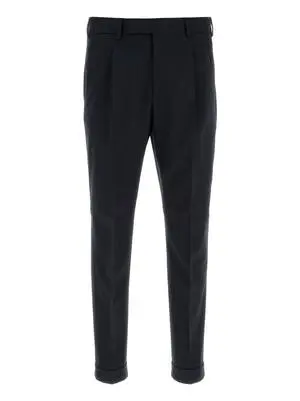 PT TORINO Stretch Wool Pleated Trousers - Blue