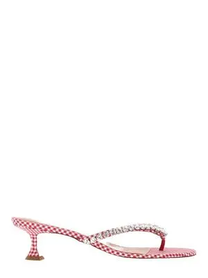 Amina Muaddi Embroidered Fabric Thong Mules With Rhinestones - White