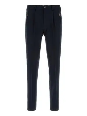 PT TORINO Stretch Viscose Blend Trousers With Inverted Pleats - Blue