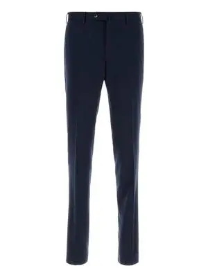 PT TORINO Navy Cotton Blend Tailored Trousers - Blue