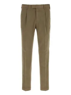 PT TORINO Stretch Cotton Inverted Pleat Trousers - Brown