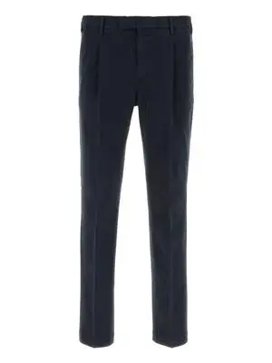 PT TORINO Stretch Cotton Tailored Pants With Pleats - Blue