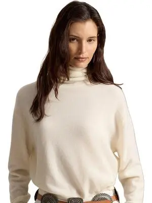 Ralph Lauren Ralph Lauren Cashmere Turtleneck Sweater With Embroidered Logo Cream
