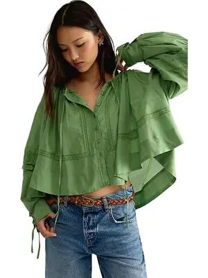 Free People We The Free La Lune Embroidered Blouse - Jade
