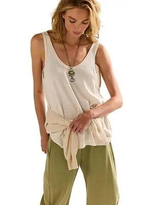 Free People We The Free Scoop Neck Silk Tank Tea