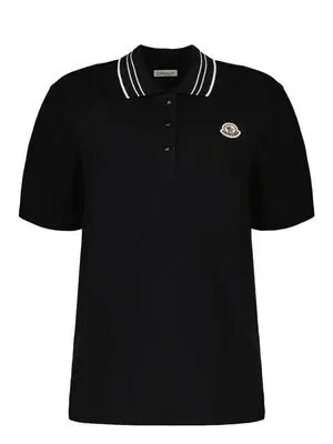 Moncler Logo Patch Short-sleeved Polo Shirt - Black