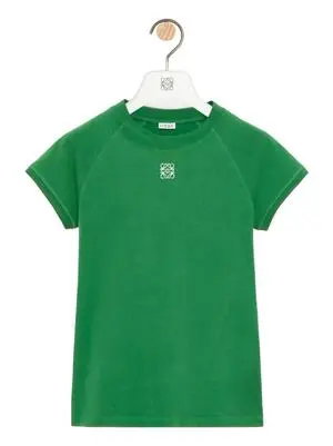 Loewe Small Fit Cotton Blend T-shirt With Anagram Embroidery - Green
