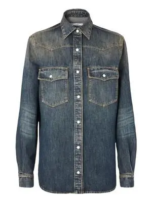 Fendi Long-sleeved Denim Shirt - Blue