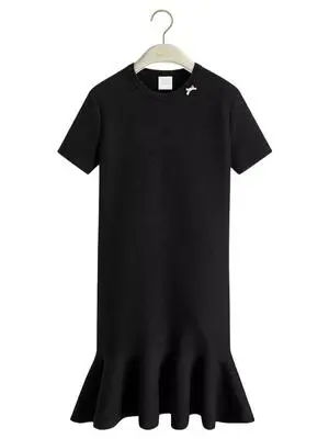 Dior Godet Dress With Signature Bow Embellishment - Black