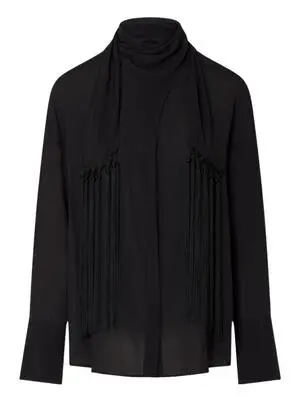 Liu Jo Long Sleeve Draped Shirt With Scarf Detail - Black