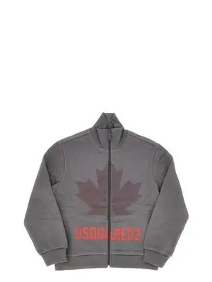 Dsquared2 Zip-up Hoodie With High Neck And Logo Print - Gray