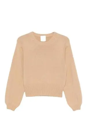 ALLUDE Long-sleeved Sweater With Ribbed Trim - Beige
