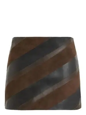 P.a.r.o.s.h Leather Mini Skirt With Panelled Design - Black