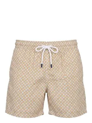 Fedeli Fedeli Elasticated Drawstring Swim Shorts With All-Over Print Nude