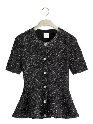 Dior Short-sleeved Peplum Cardigan - Black