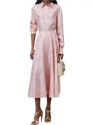 Dior Embroidered Silk Blouse With Mother-of-pearl And Gold-finish Buttons - Pink
