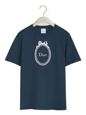 Dior Embroidered Medallion Short Sleeve T-shirt - Blue