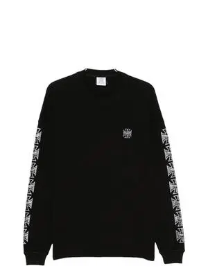 Vetements Long Sleeve Waffle Knit Graphic Print T-shirt - Black