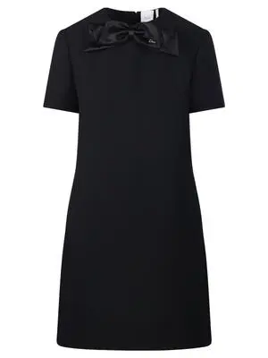 Dior Short Sleeve Dress With Satin Bow - Black