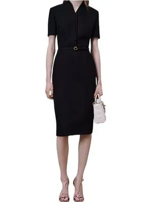 Dior Mid-length Belted Dress - Black