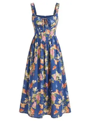 YUMI KIM Yumi Kim Floral Print Linen Midi Dress
