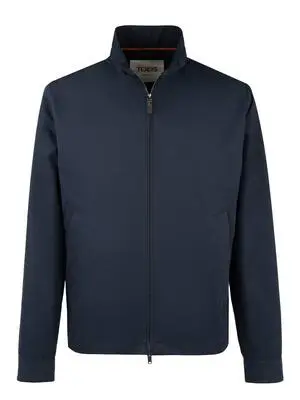 TOD'S Technical Cotton Jacket With Leather Accents - Blue