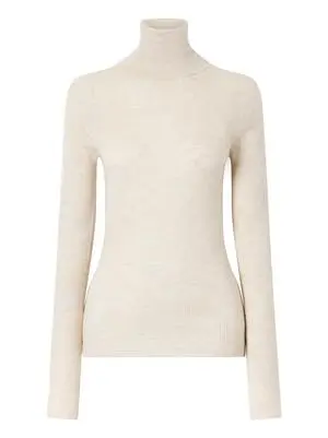 Arch4 Fine Knit Cashmere Ribbed Turtleneck - Neutrals