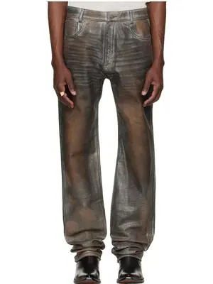424 FAIRFAX Five-pocket Leather Trousers - Denim Bleached