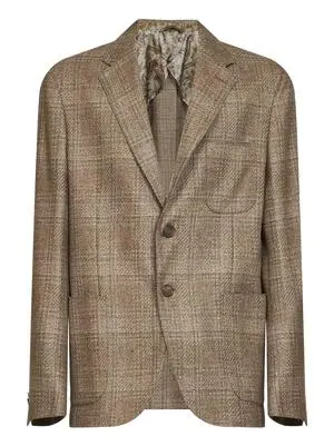 Etro Beige Prince Of Wales Wool Single-breasted Blazer - Multicolor