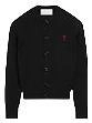 AMI Paris Crewneck Cardigan With De Cœur Embroidery - Multicolor
