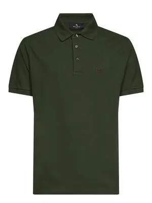 Etro Olive Green Cotton Piqué Pegaso-embroidered Polo Shirt - Multicolor
