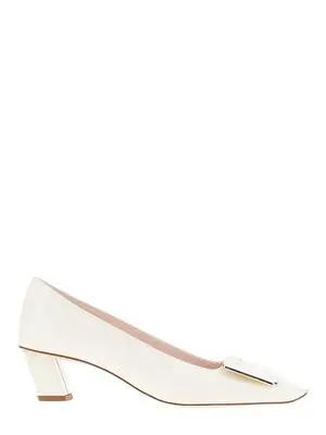 ROGER VIVIER Belle Vivier Patent Leather Pumps With Silver-finished Buckle - White