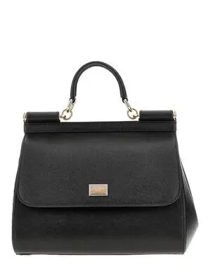 Dolce & Gabbana Dauphine Leather Large Sicily Top Handle Bag - Black