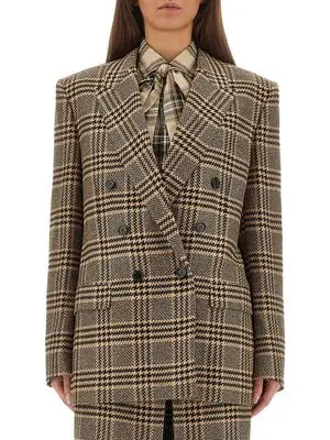 Saint Laurent Double-breasted Plaid Blazer - Multicolor