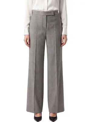 Max Mara Max Mara Wide Leg Plaid Tailored Trousers Gray
