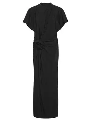 ROTATE BY BIRGER CHRISTENSEN Maxi Draped Dress With Rose Detail - Multicolor
