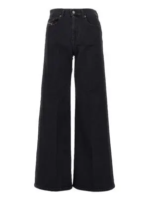 DIESEL® 1978 D-akemi Wide Leg Denim Pants - Black