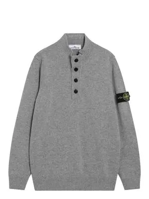 Stone Island Grey Melange Wool Blend Sweater - Gray